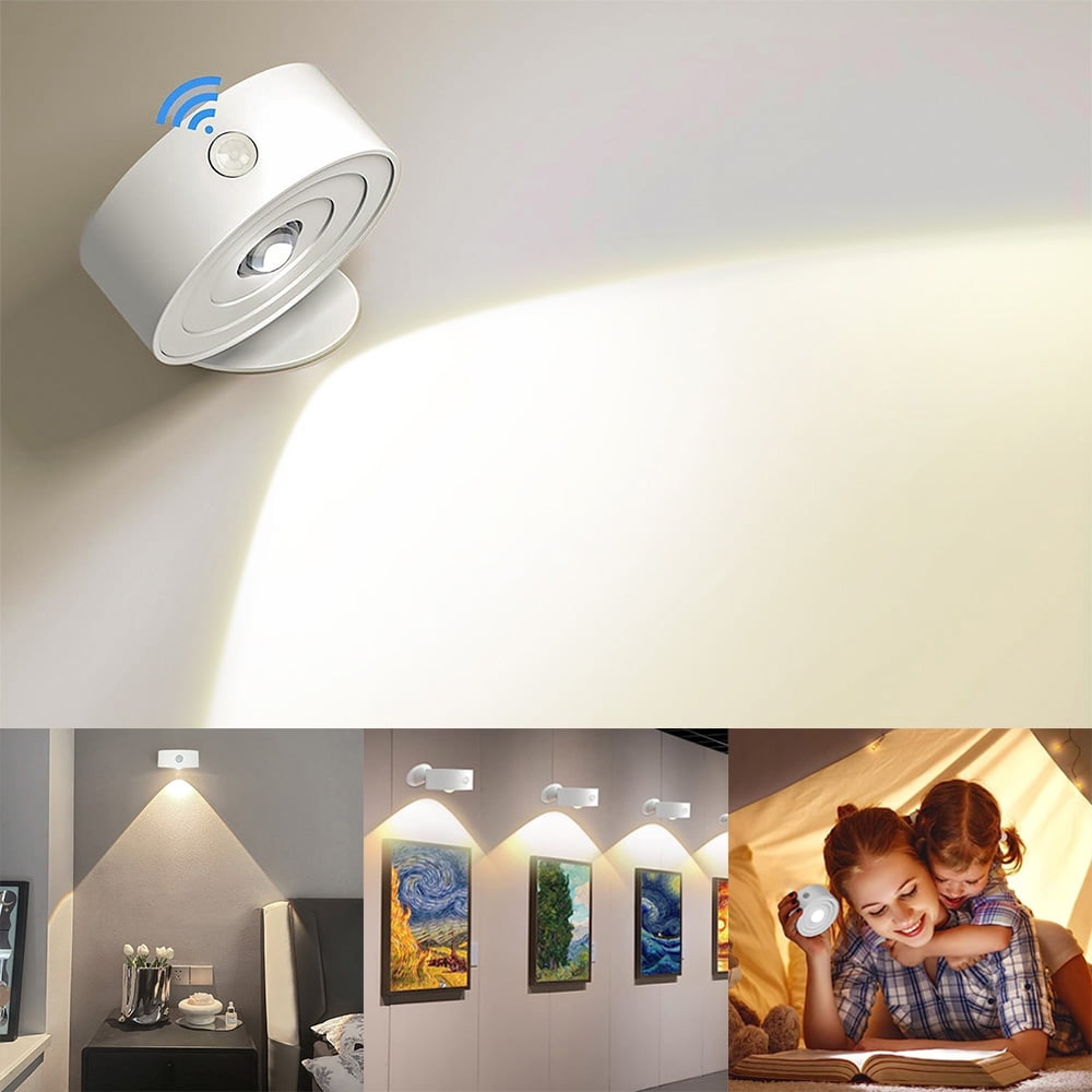 LED Wall Lights, Magnetic Wall Light with Motion Detection, 360°Rotatable & Rechargeable Wall ...