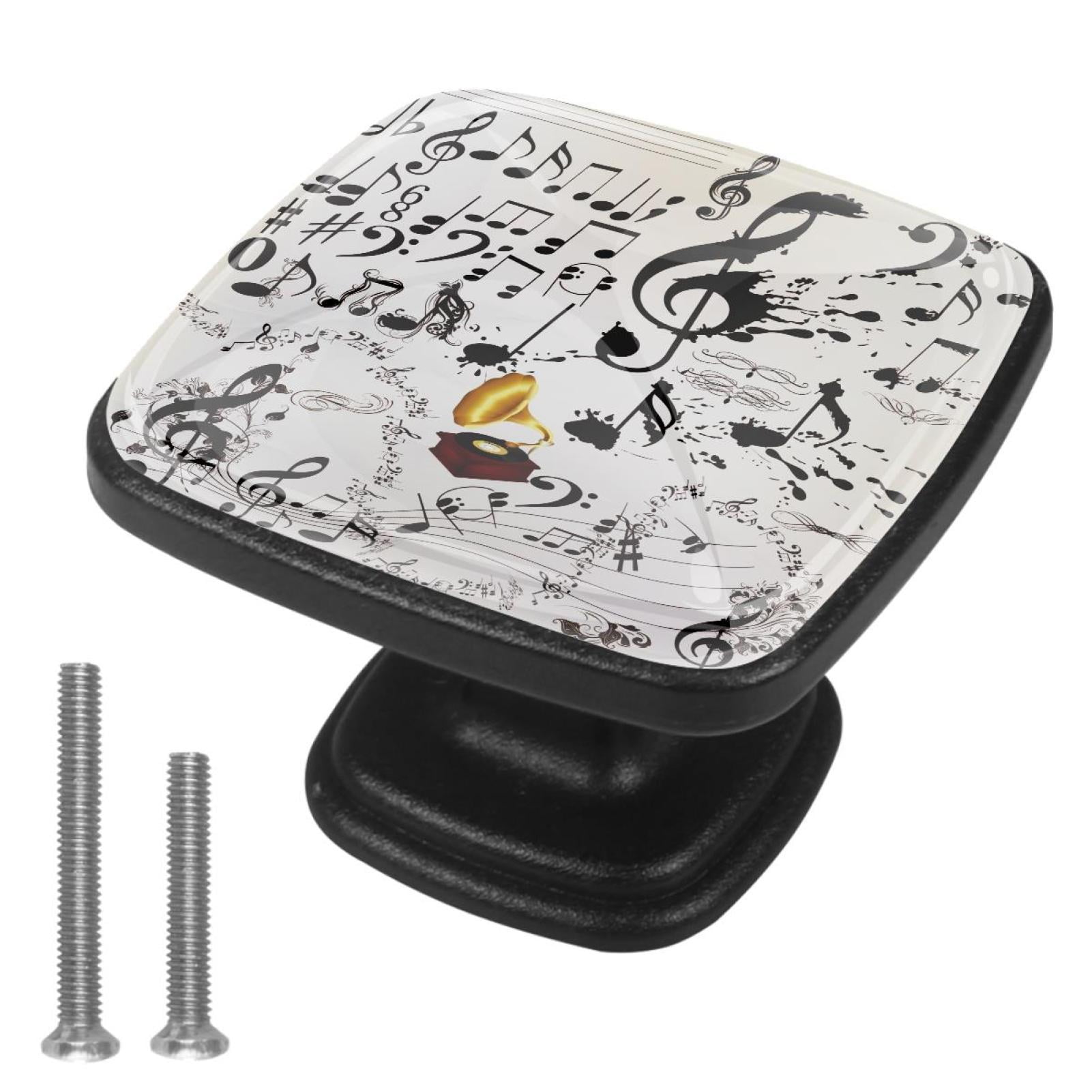 4 Pcs Cabinet Handle Drawer Pulls Music Notes Knobs with Screws Square ...