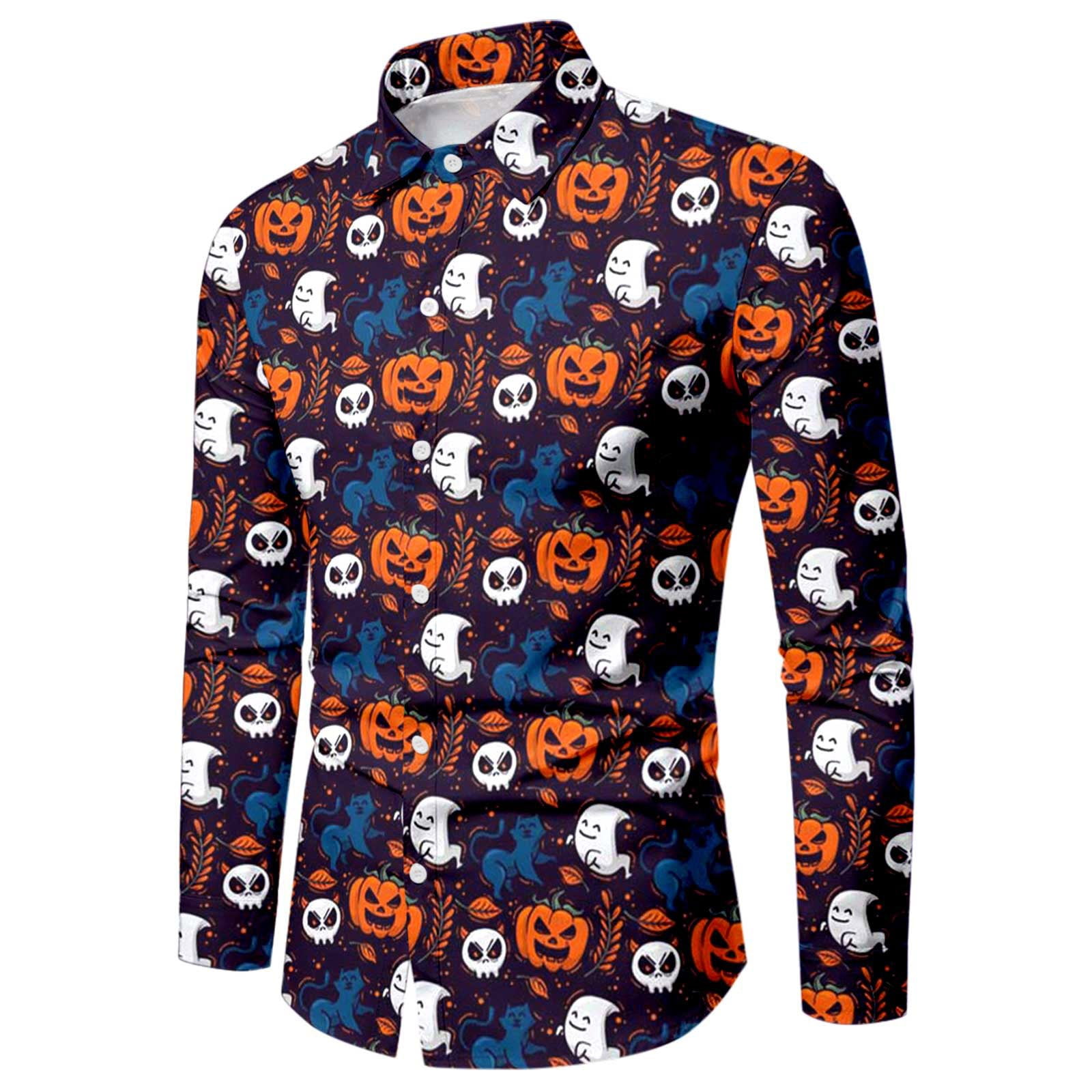 Click here for Wangmeiwg Men Halloween Shirt Slim Fit Printed Lon... prices