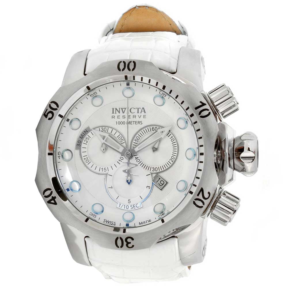 Invicta Men's 10102 Reserve Subaqua Venom White Dial White Leather ...