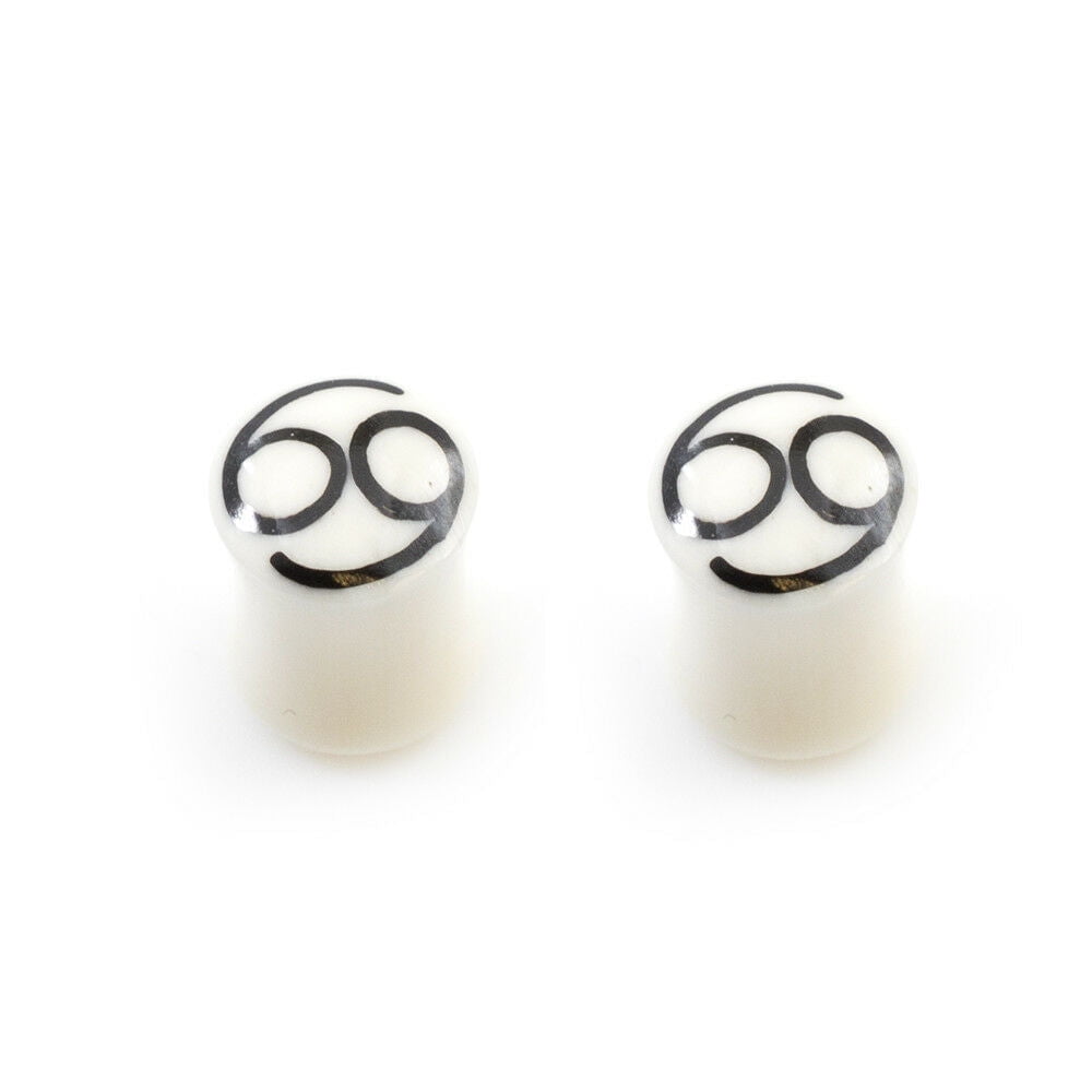 Pair of Ear Plugs made of Organic Horn Bone with 69 Number Design ...