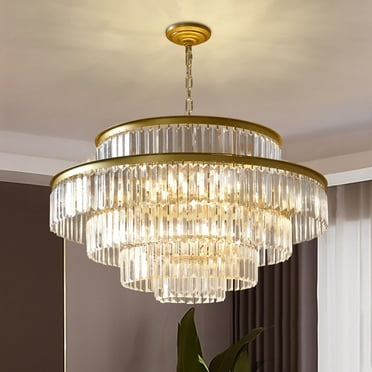 Depuley 10 Light Gold Crystal Chandeliers Ceiling Light Golden Double ...