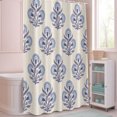 Abstract Blue Floral Shower Curtain Set with Hooks, Vintage Exotic ...