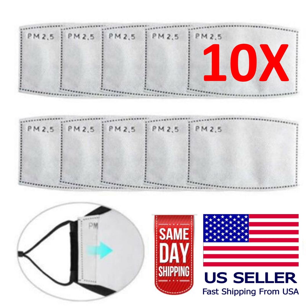 10X Adult PM2.5 Activated Carbon 5 Layer Face Mask Replacement Filters ...