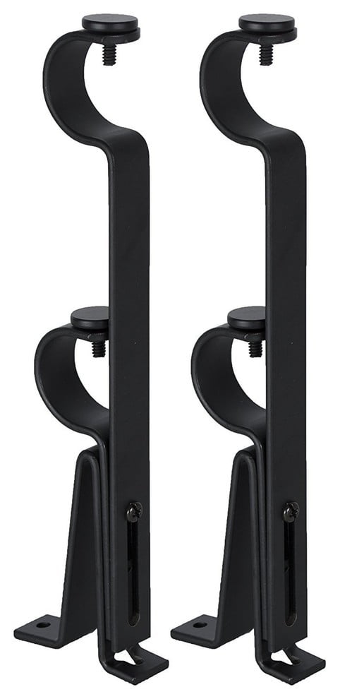 Urbanest Adjustable Double Rod Bracket, Up to 1 1/8", Black, Set of 2 ...