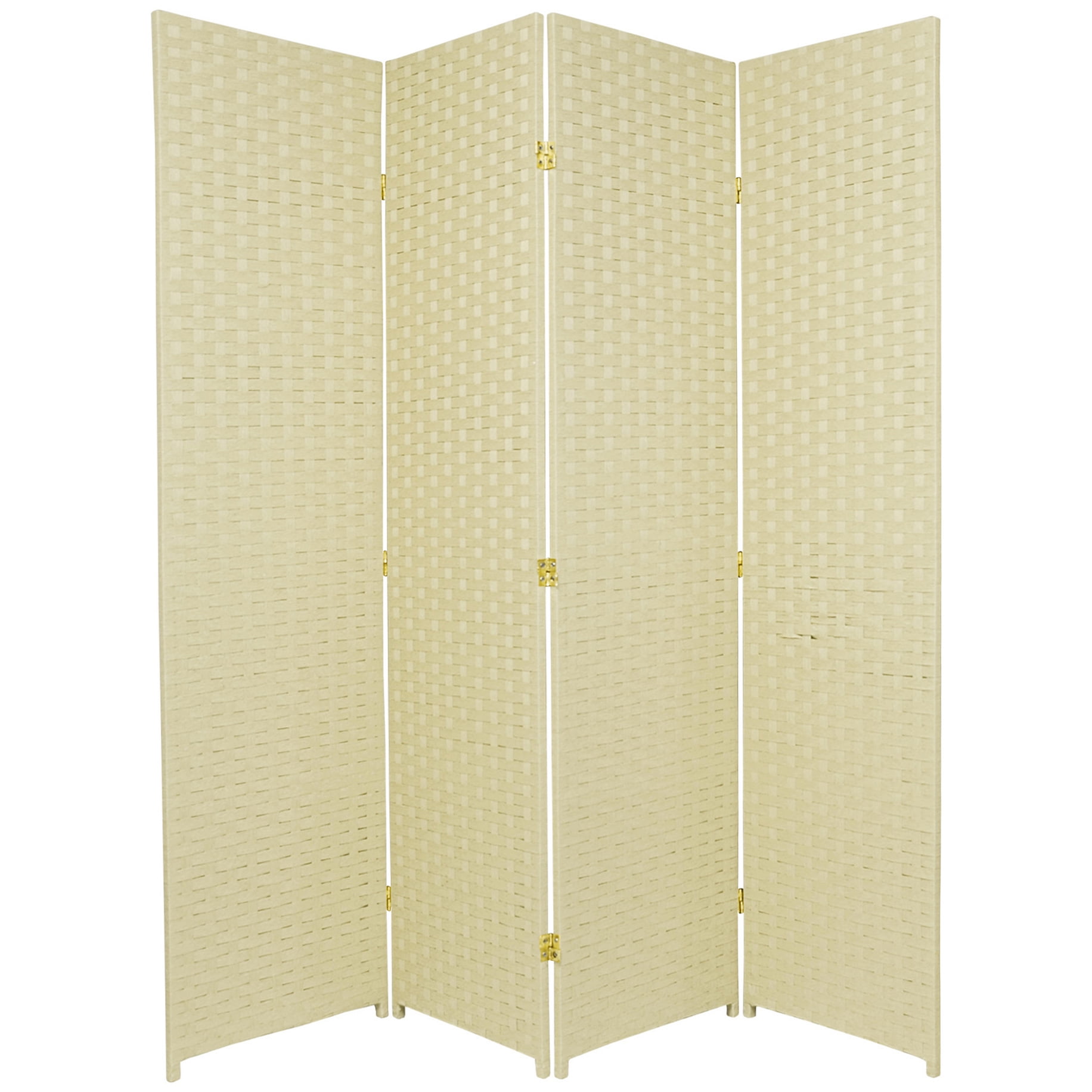 6 ft. Tall Woven Fiber Room Divider - 4 Panel - Cream - Walmart.com
