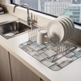 Abstract Block Dish Drying Mats for Kitchen Counter, Minimalist Beige ...