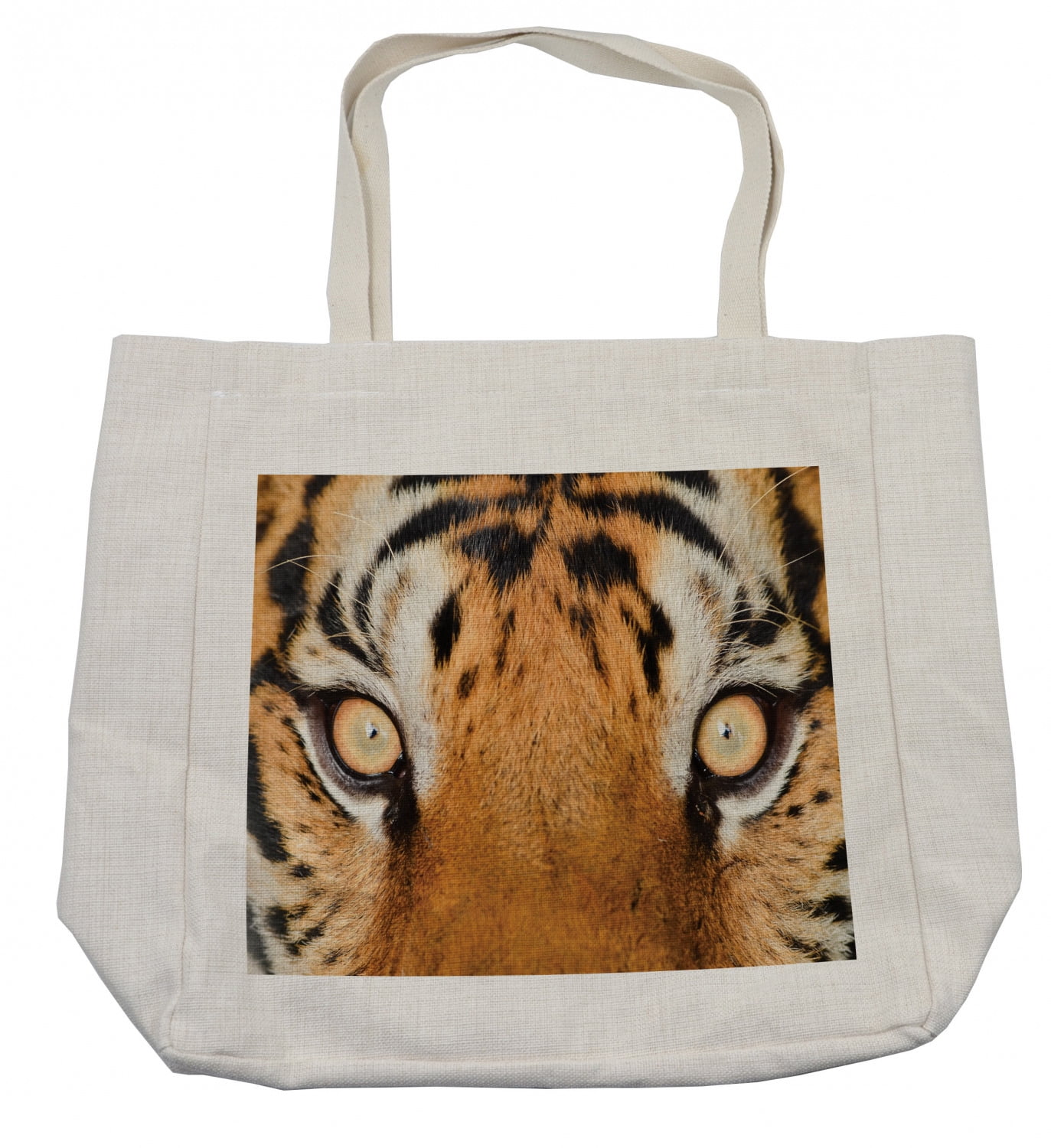 Safari Shopping Bag, Close-up Tiger Eyes Hunter Look Feline Camouflage ...