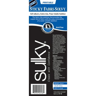 Sulky Sticky Fabri-Solvy Stabilizer 8.5"X11" 12 count, Multipack of 3 ...