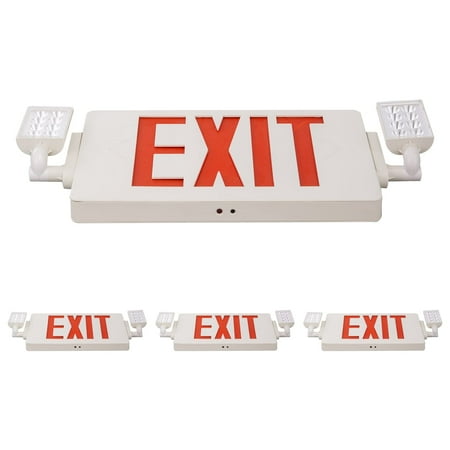 Exitlux 4 Packs Ul Listed- Led Red Exit Sign Emergency Light Combo- Two ...