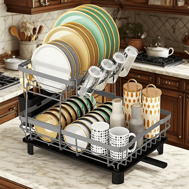 HEJULIK Collapsible Dish Drying Rack, Portable Dish Drainer, 14.5 x 12. ...