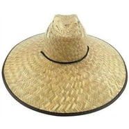 Adults Large Fit Lifeguard Style Wide Brim Straw Hat with Adjustable ...