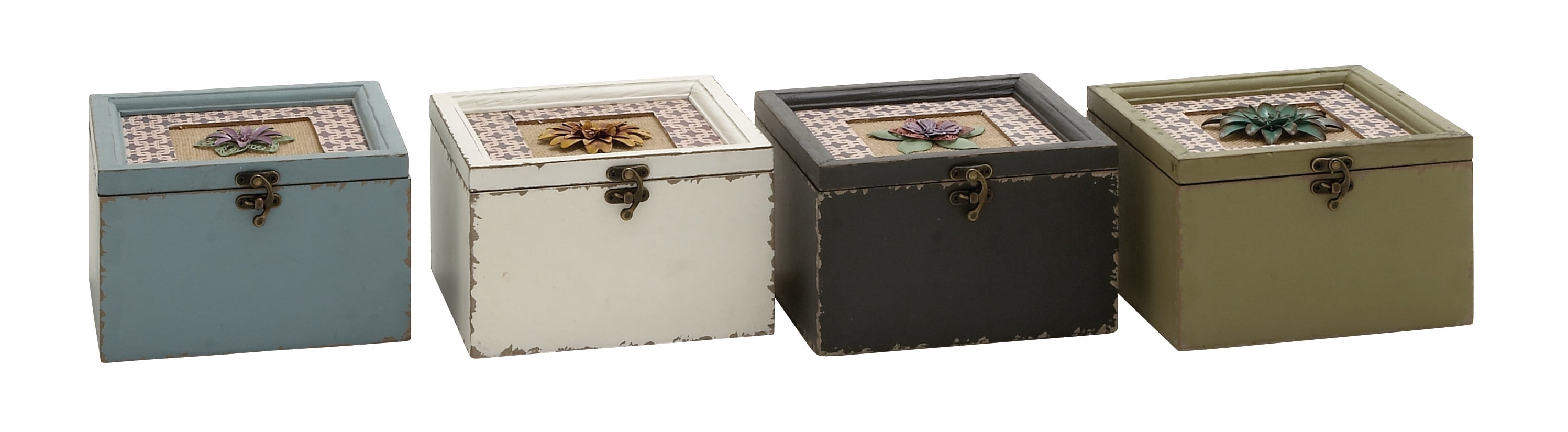 Vintage Wood Metal Box 4 Assorted - Walmart.com