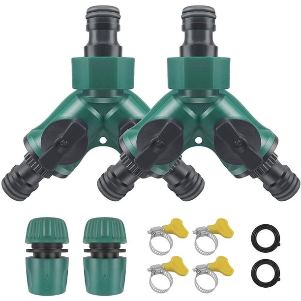 Xqday 2pcs Garden Hose Splitter Set 2 Way Hose Connector Outdoor Y ...