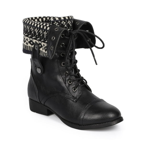 DbDk - DbDk CI81 Women Distressed Leatherette Tribal Fold-Over Combat ...