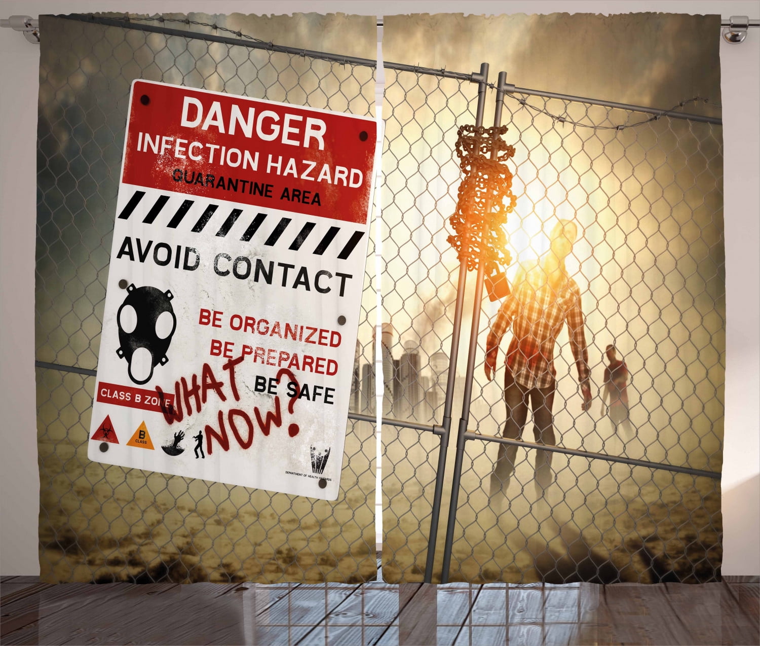 Zombie Curtains 2 Panels Set, Dead Man Walking in Dark Danger Scary ...