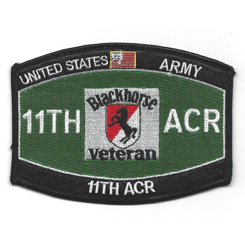 US ARMY 11TH ACR ARMORED CAVALRY REGIMENT BLACKHORSE VETERAN PATCH ...