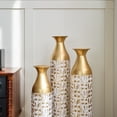 32.68" H Floor Vases Set of 3(24"/29"/32. 68"),Gilded White 3D Relief ...