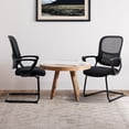 Black Mesh Mid-Back Office Guest Chair With Lumbar Support And Fixed ...