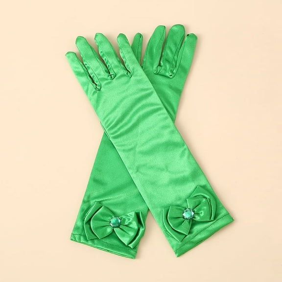 Zhuge Satin Princess Gloves, Diamonds Bows Dress Up Gloves for Birthday ...