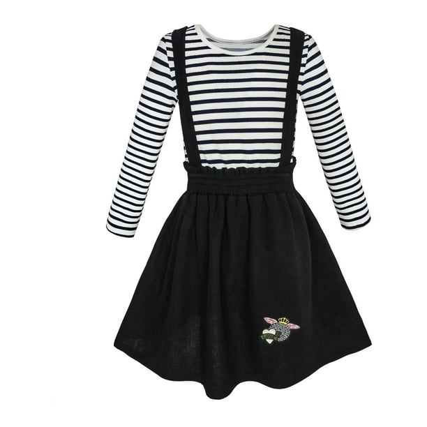 2 Pieces Set Girls Dress T-shirt Suspender Skirt School Uniform 4 ...