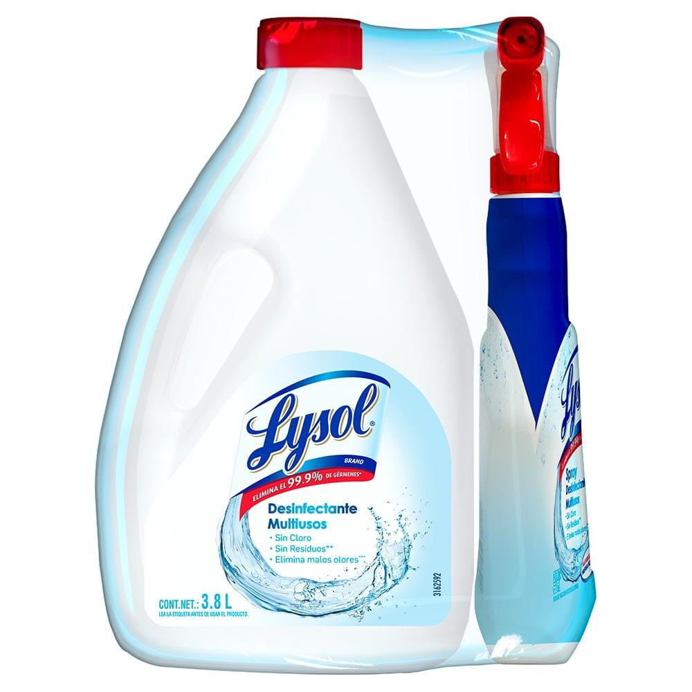 Desinfectante Antibacterial Multiusos sin Cloro Lysol 3.8 l más Envase ...