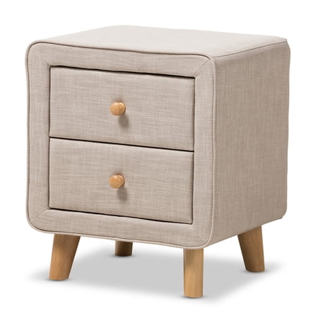 Baxton Studio Jonesy Mid-Century Grey Fabric Upholstered 2-Drawer ...