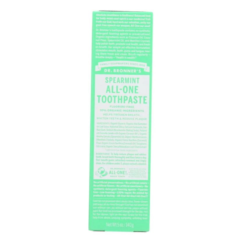 Dr. Bronner's All-One Toothpaste – Spearmint 5 Ounces - Pack Of 3 ...