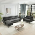 ZAFLY Sectional Sofa Sets for Living Room, Linen Fabric Sofa with Metal ...