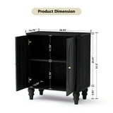 PHOYAL Black Sideboard and Buffets, Fluted Buffet Cabinet with 2 Arch ...