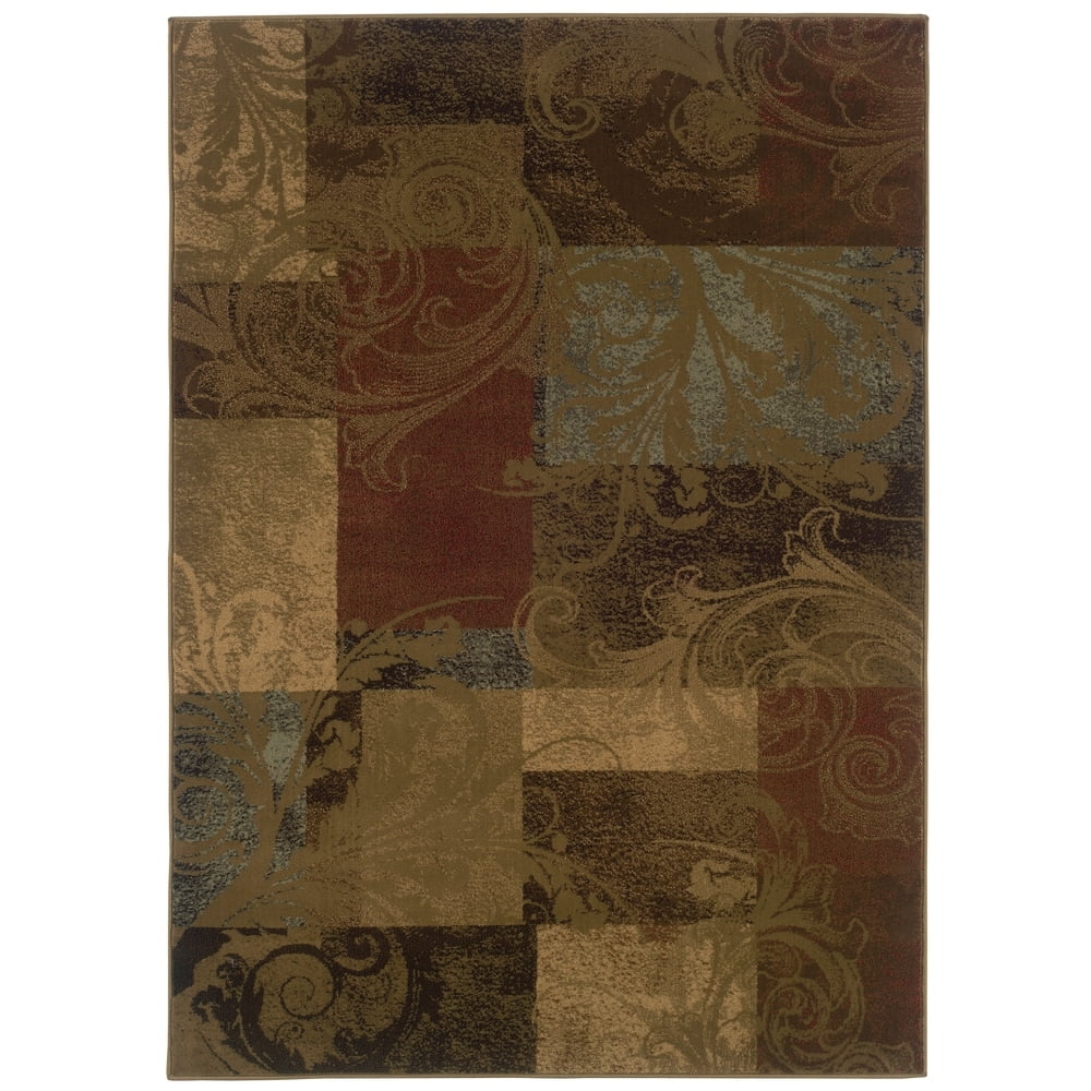 Style Haven Damask Impressions Color Block Area Rug Red 3'10" x 5'5" 4 ...