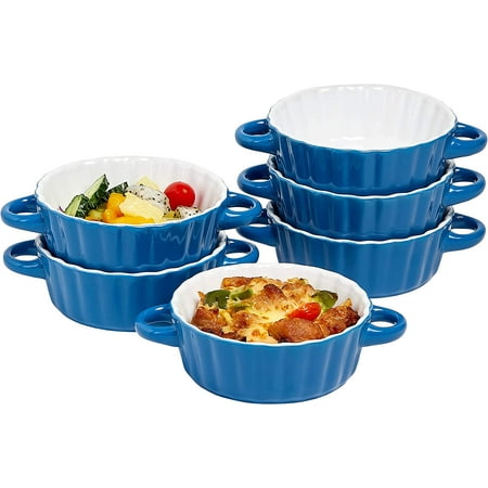 Bake And Serve - 10oz. Oven Safe Set Of 6 Ceramic Souffle Dishes, Round ...