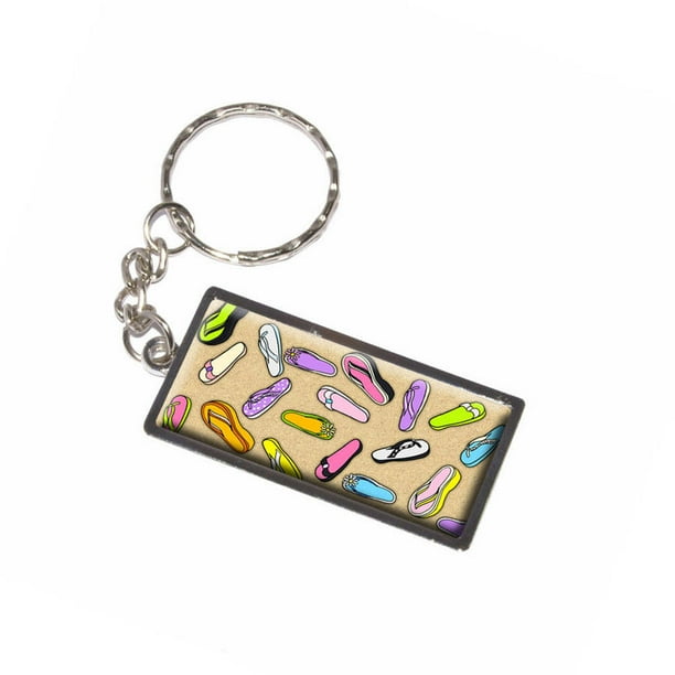 Sandals Beach Sand Summer Tropical Island Vacation Flip-Flops Keychain ...