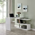 Pemberly Row Adjustable Corner Writing Desk in White and Chrome ...