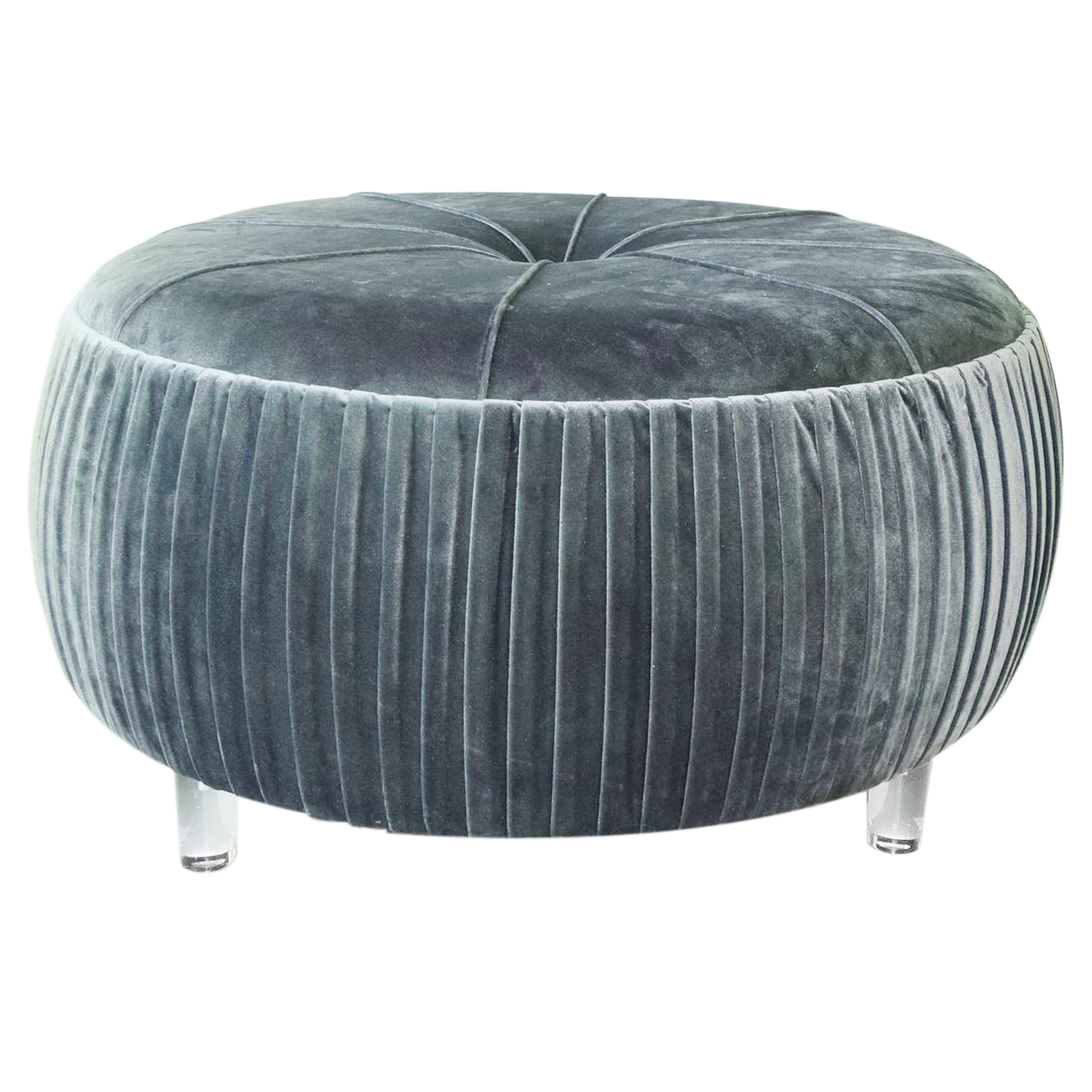 Helena Velvet Tufted Acrylic Ottoman - Walmart.com