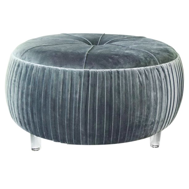 Helena Velvet Tufted Acrylic Ottoman - Walmart.com