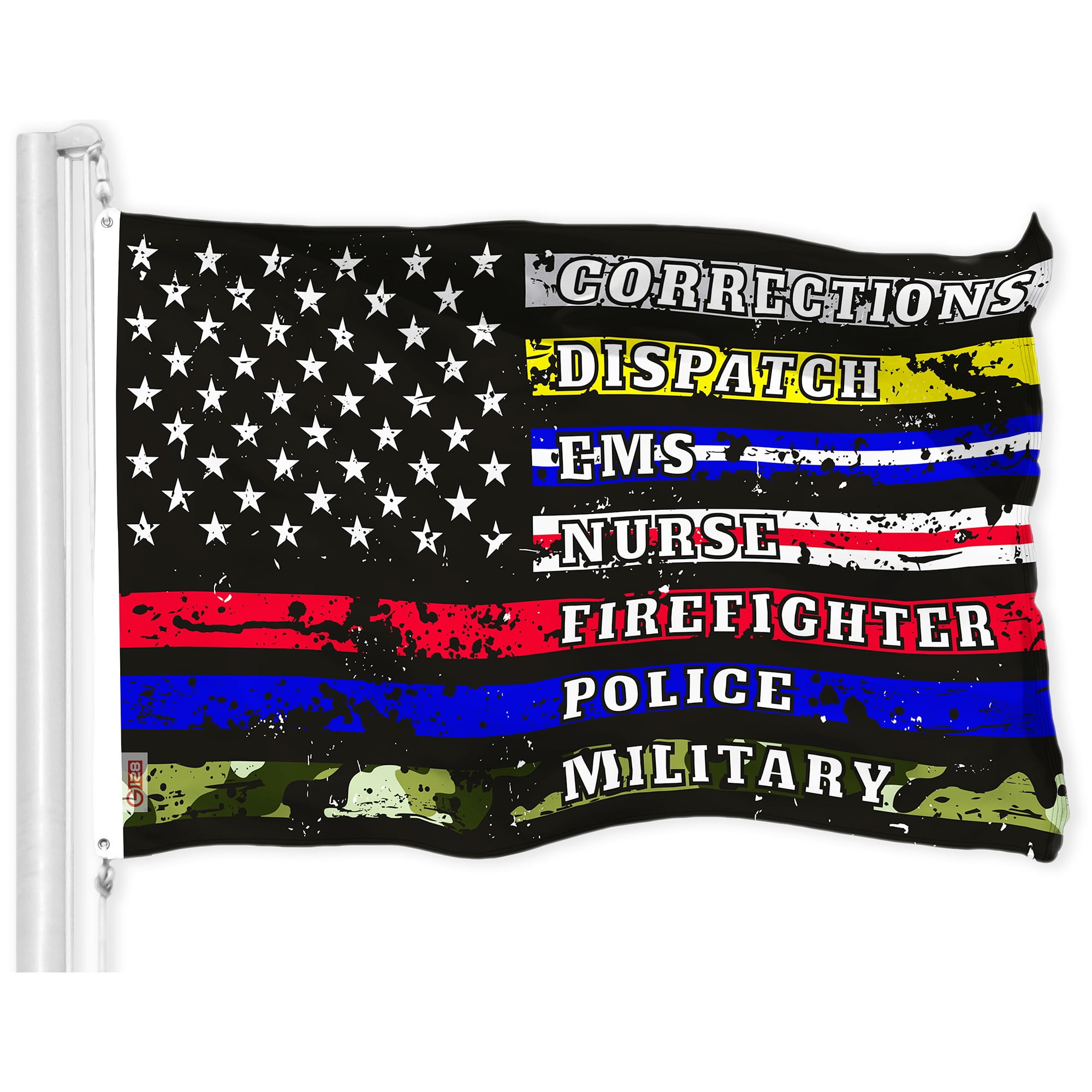 G128 Thin Line First Responders American Flag | 3x5 Ft | LiteWeave Pro ...