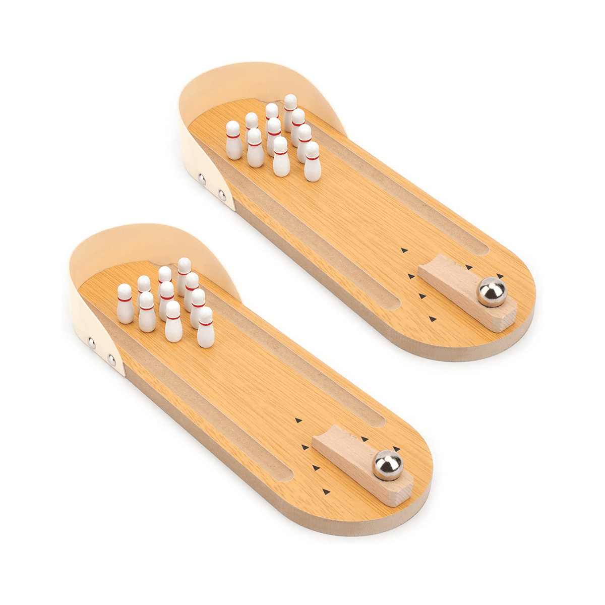 Tutuviw 2 Pcs Wooden Mini Desktop Bowling Game Fun Indoor Parent-Child ...