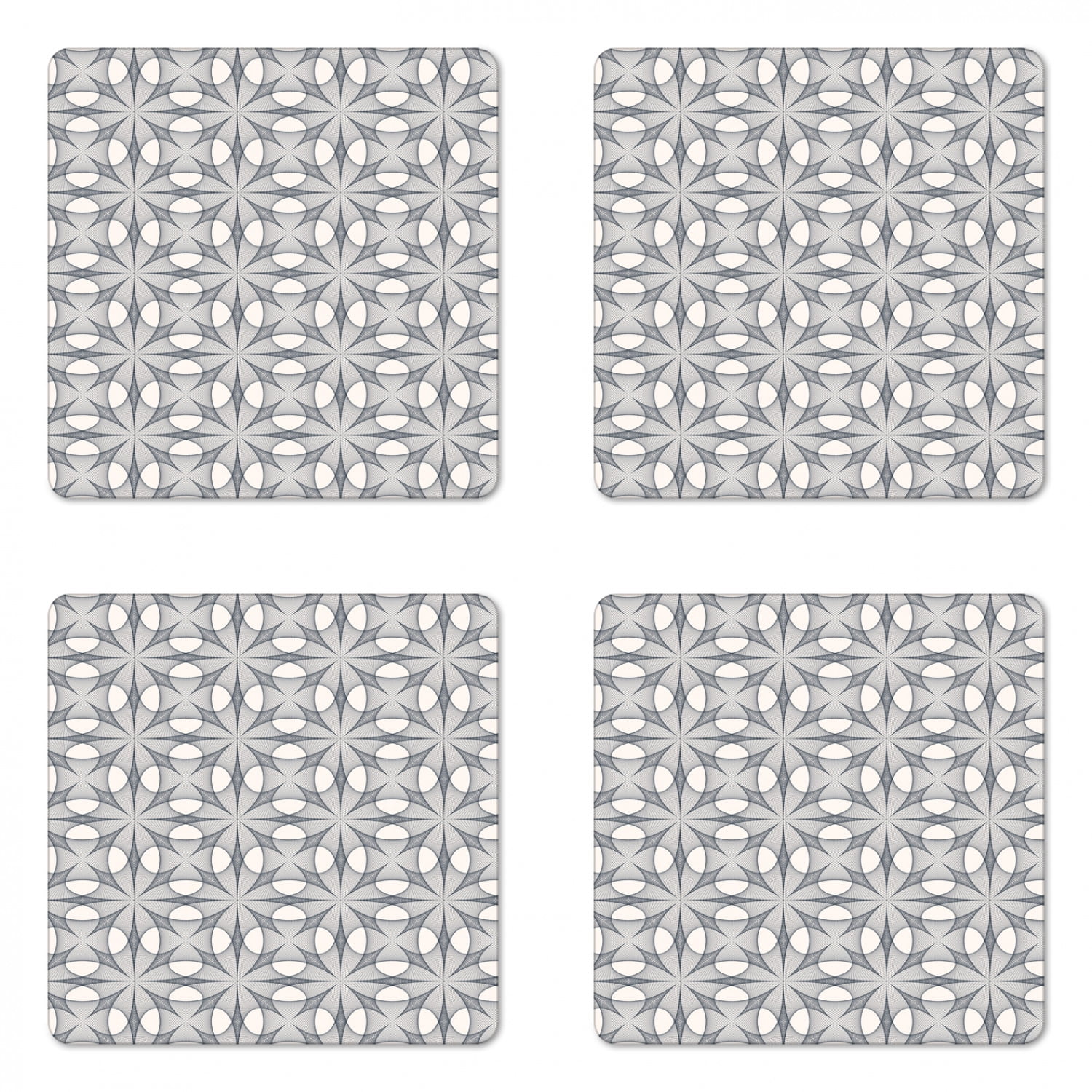 Geometric Coaster Set of 4, Angular Shapes with Stripes Monochrome ...