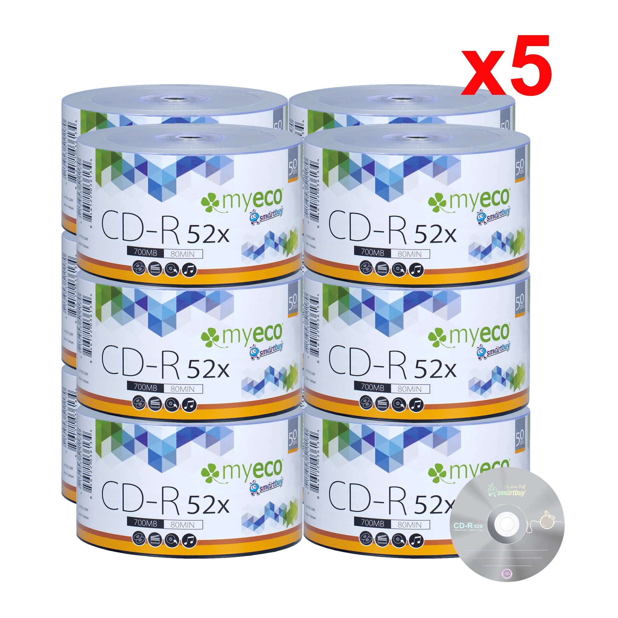 3000 Pack MyEco CD-R CDR 52X 700MB 80Min Economy Logo Top Write Once ...