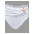 3 Piece White Bikini Set with Gold Starfish Detail Off Shoulder Bandeau ...