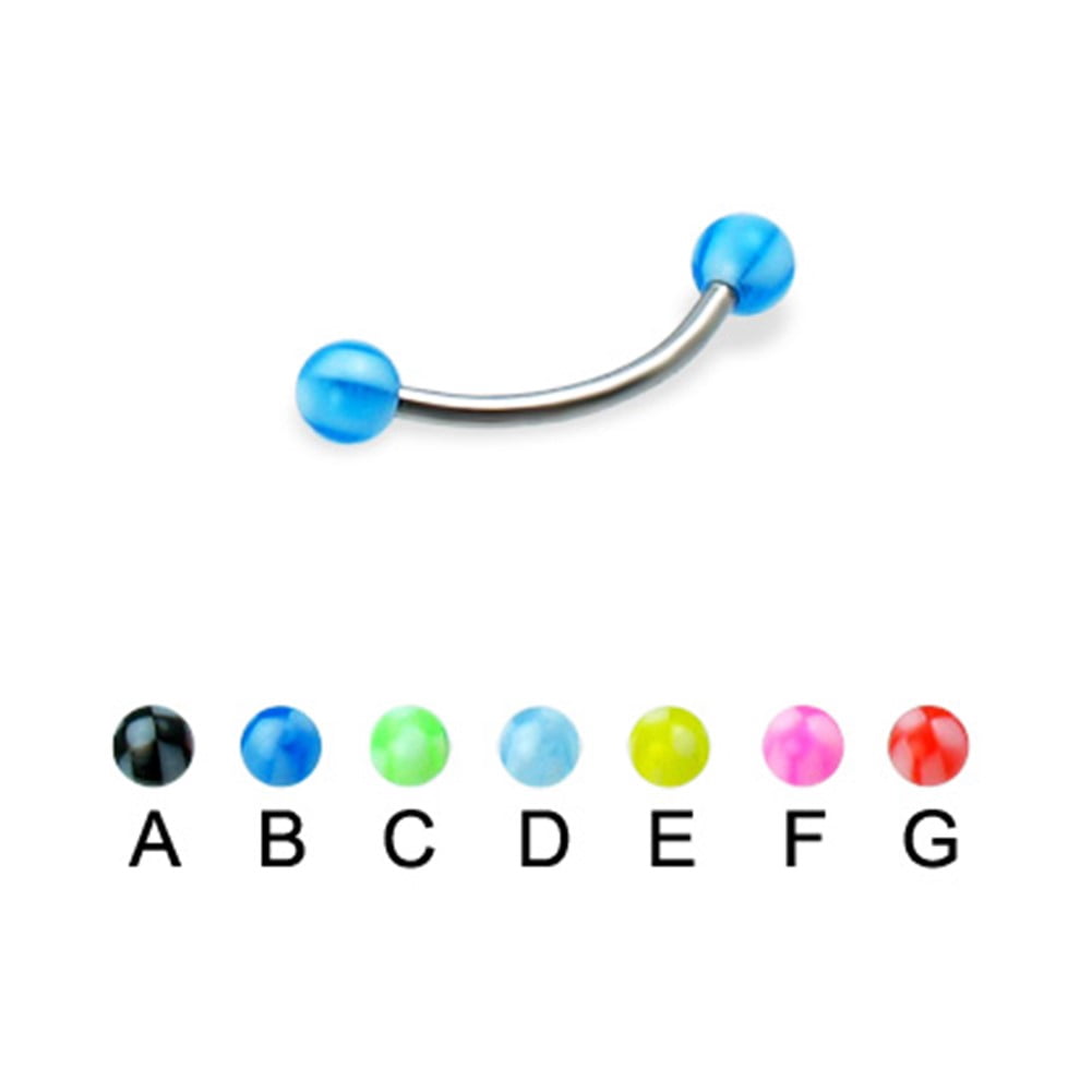 Checkered Ball Eyebrow Ring, 18 Ga,1/2" (13Mm) Long,Yellow - E ...