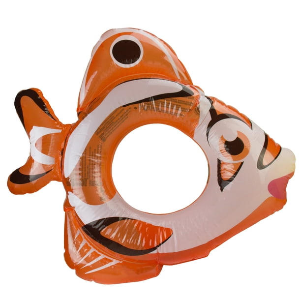 Pool Central 34" Inflatable Orange Fish Children's Swim Ring Tube Float ...