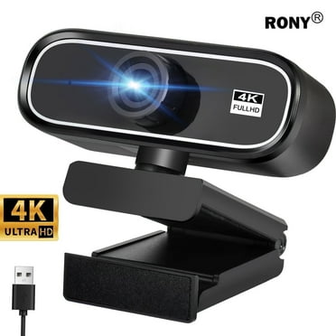 onn. Webcam with Ring Light w/3 LED Levels, Autofocus, Built-in ...