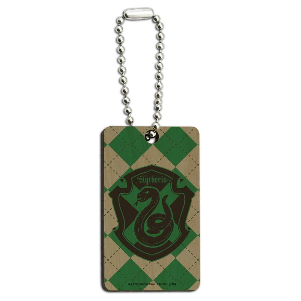 Harry Potter Slytherin Plaid Sigil Wood Wooden Rectangle Keychain Key ...