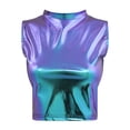 COMVALUE Women's Holographic Shiny Metallic Dance Tank Tops Sleeveless ...