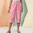 Gfyviroh Women's Casual Capri Pants Vintage High Waist Button Front ...