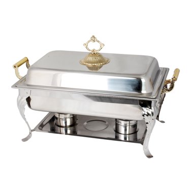 Excellante Stainless steel 6 quart gold accented oval chafer, comes in ...