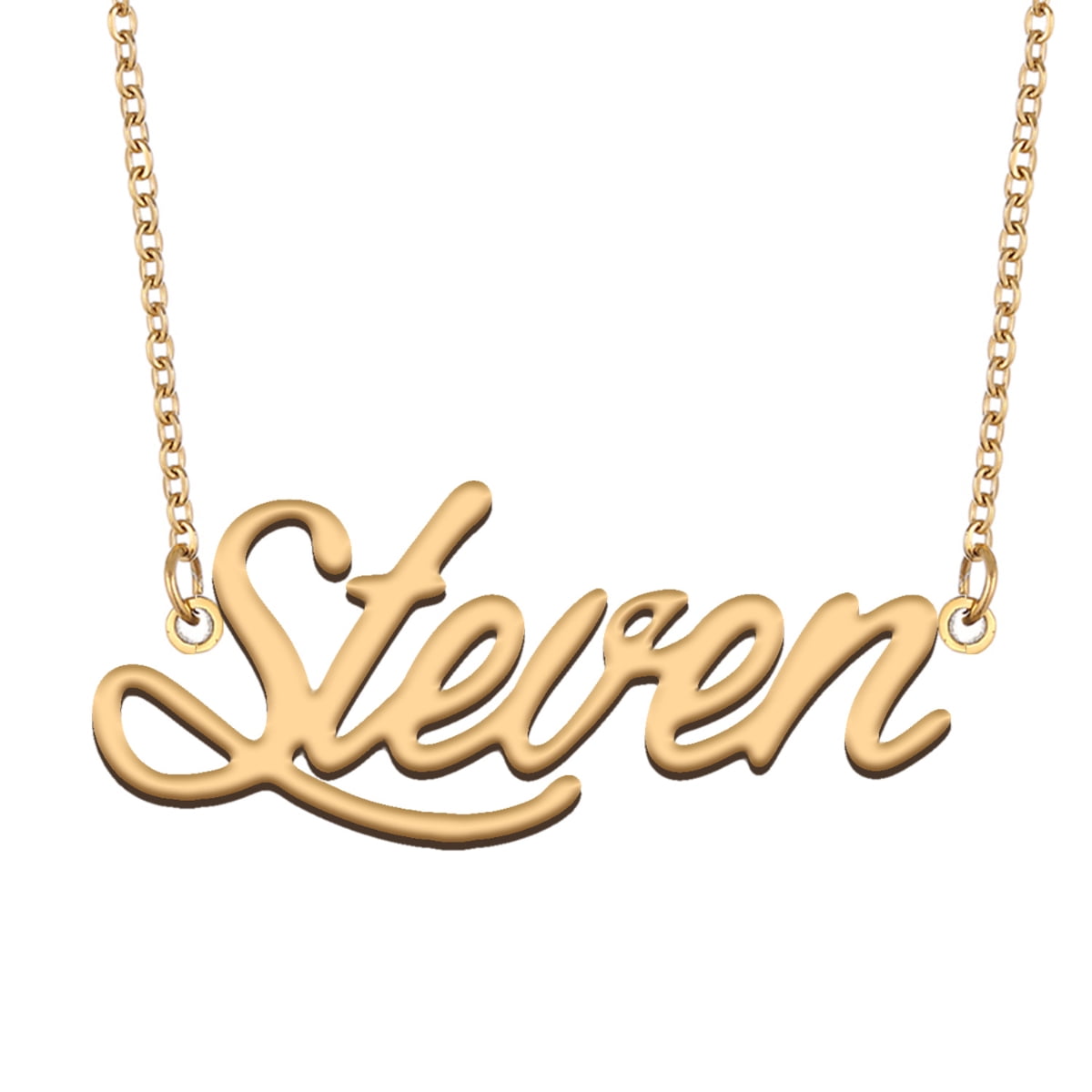 HUAN XUN Gold Steven Initial Name Necklace Men's Name Letter Necklace ...