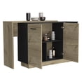 59-Inch Modern Kitchen Island Table with Double Door Cabinets and Open ...